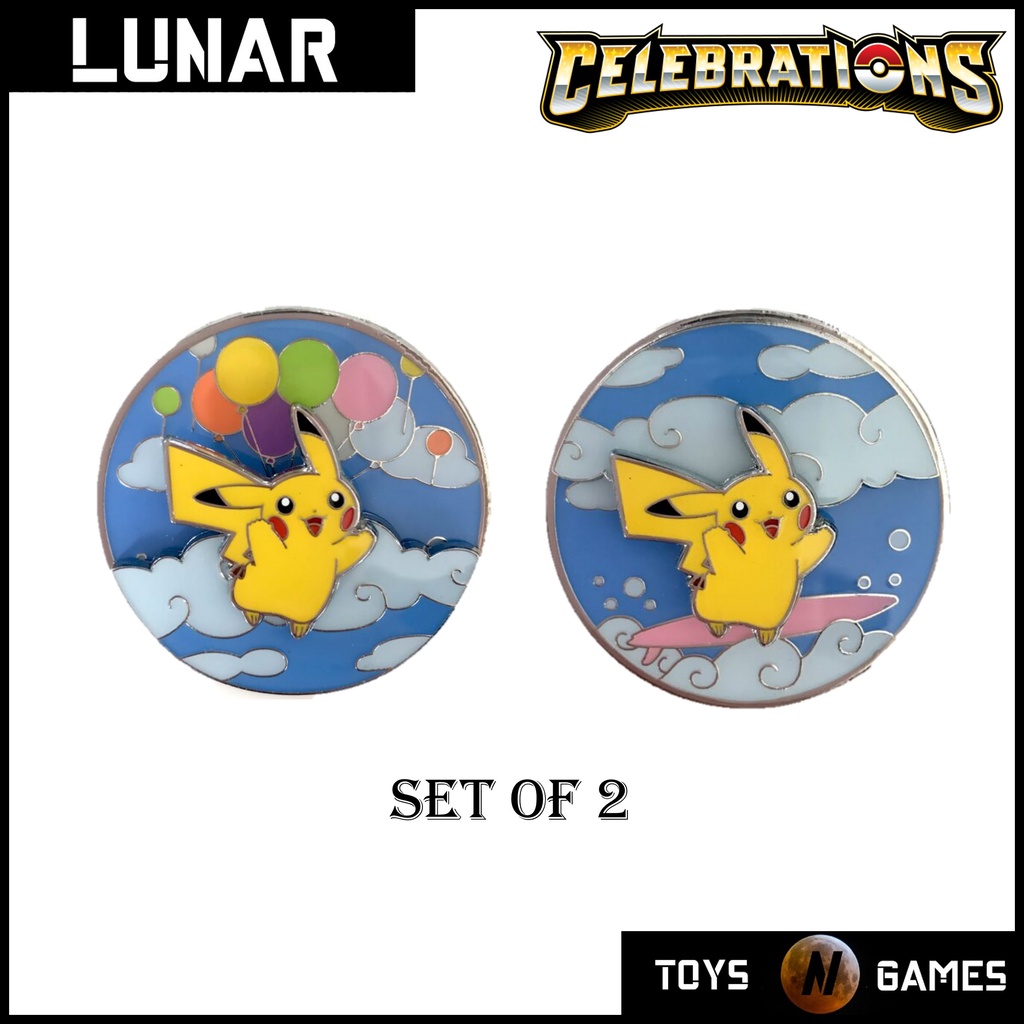 Pokemon Surfing/Flying Pikachu Official Pin 2021 Celebrations Set of 2 ...