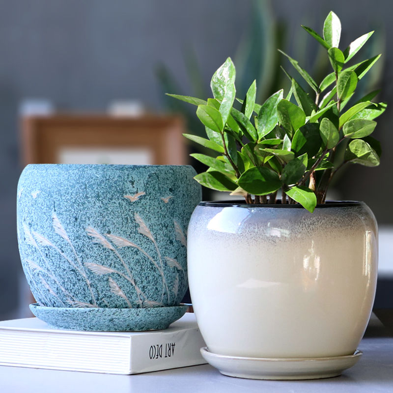 Ceramic Flower Pot With Tray / Succulent Pots Cactus Pots Planter ...