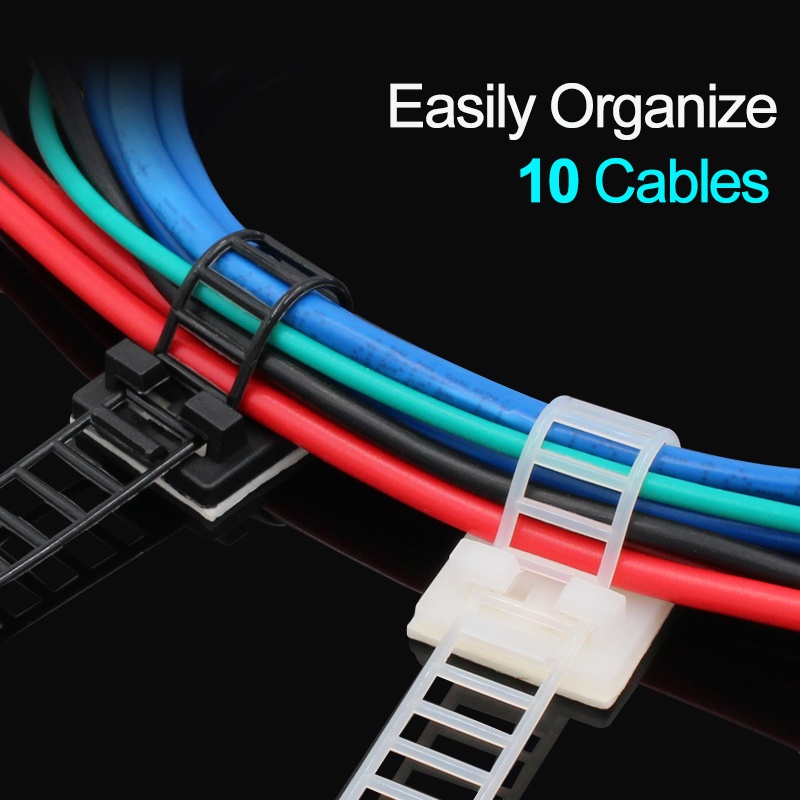 AMPCOM Adjustable Self-Adhesive Nylon Cable Tie mounts Cable Straps ...