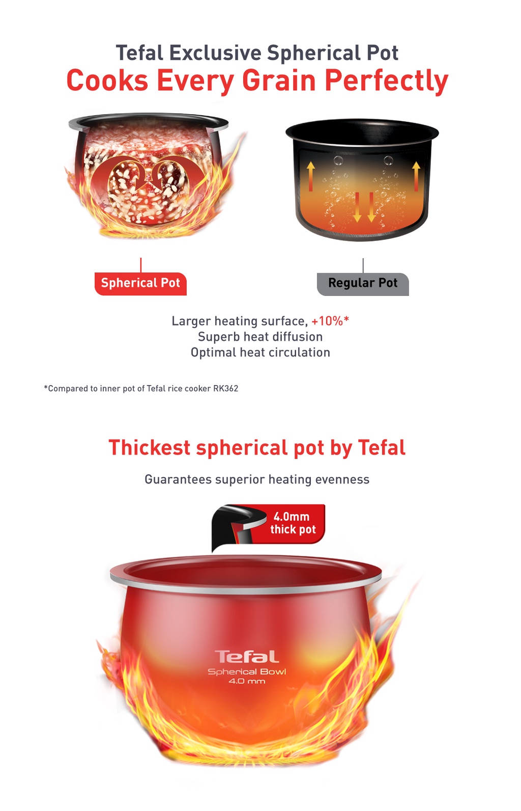Tefal Delirice Plus Fuzzy Logic Spherical Pot Rice Cooker 1.8L RK776B ...