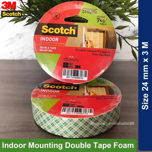 3m Scotch Double Tape Mounting Indoor 24mm x 3M Multipurpose In Room | Shopee Singapore