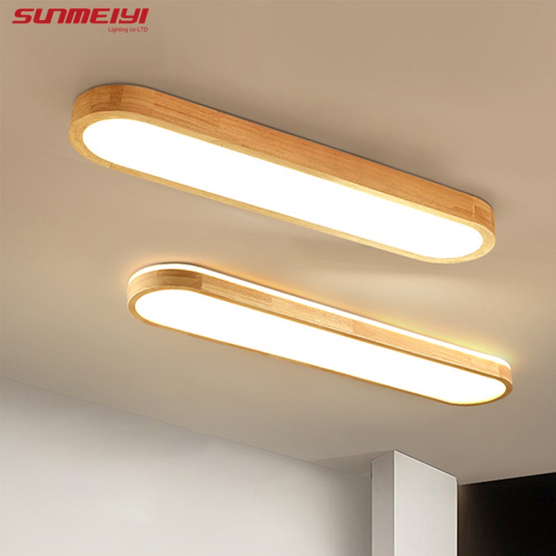 SUNMEIYI Wooden 220V LED Ceiling Lights With Long Lampshade For Living ...