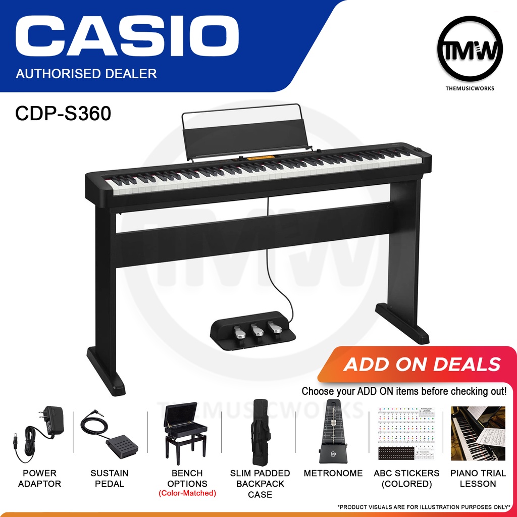 Casio CDP-S360 Digital Piano Portable 88 Keys Fully Weighted Keyboard CDPS360 CDP S360 [READY ...