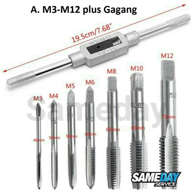 Tool Kit Set Hand Tap Set M3-M12 plus Handle - Handtap Make Drat Tokoku ...