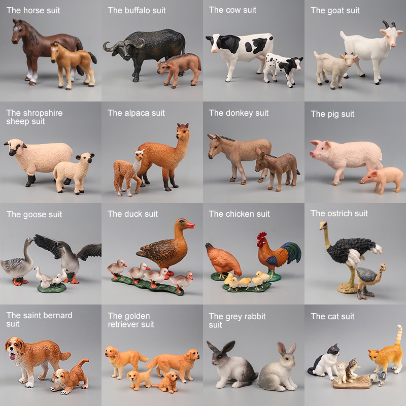 Farm Simulation Poultry Animals Set Horse Cow Sheep Hen Figurines Farm ...