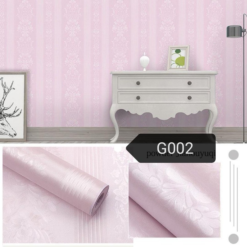 Plain Embossed Wallpaper with Pink Floral Stripe Texture, 8m Long and ...