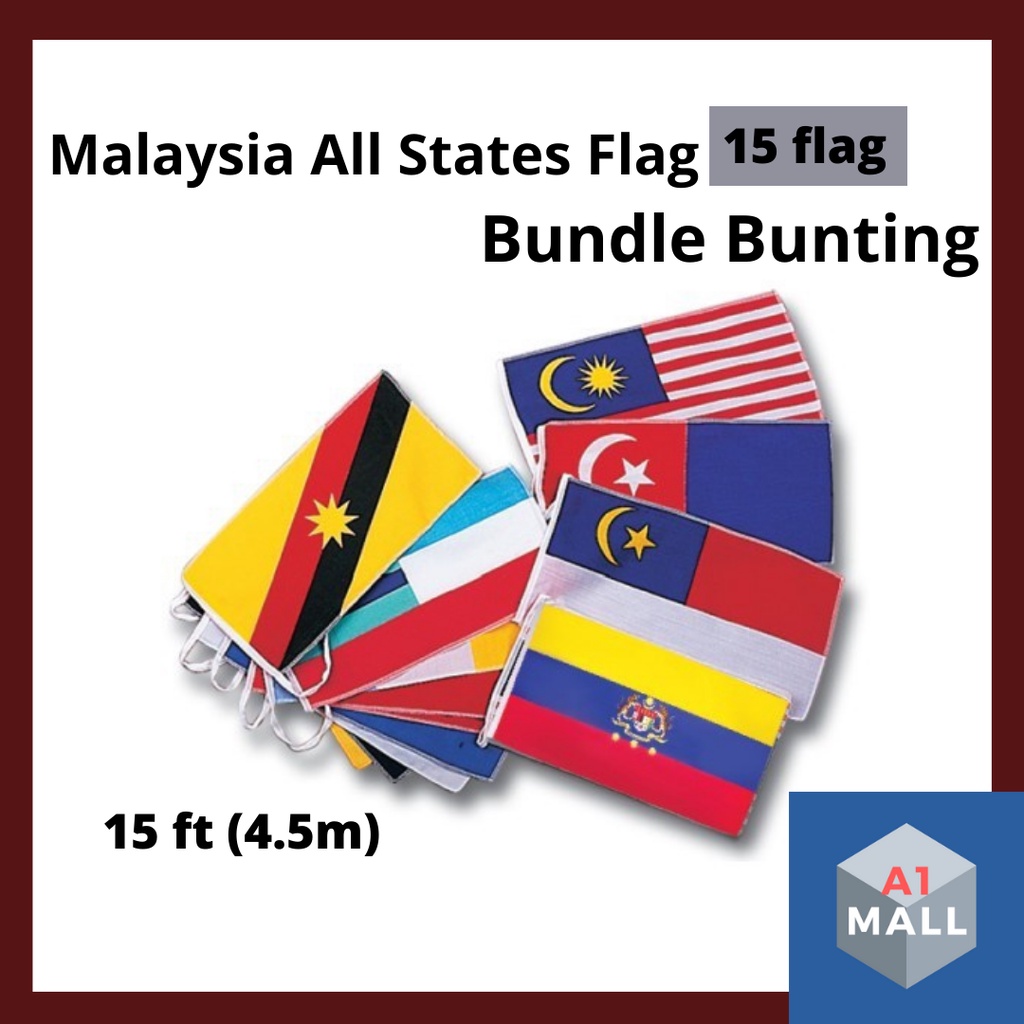 6” x 12” All States Bunting Flag (15 flags)/ Bunting Negeri / Bendera ...