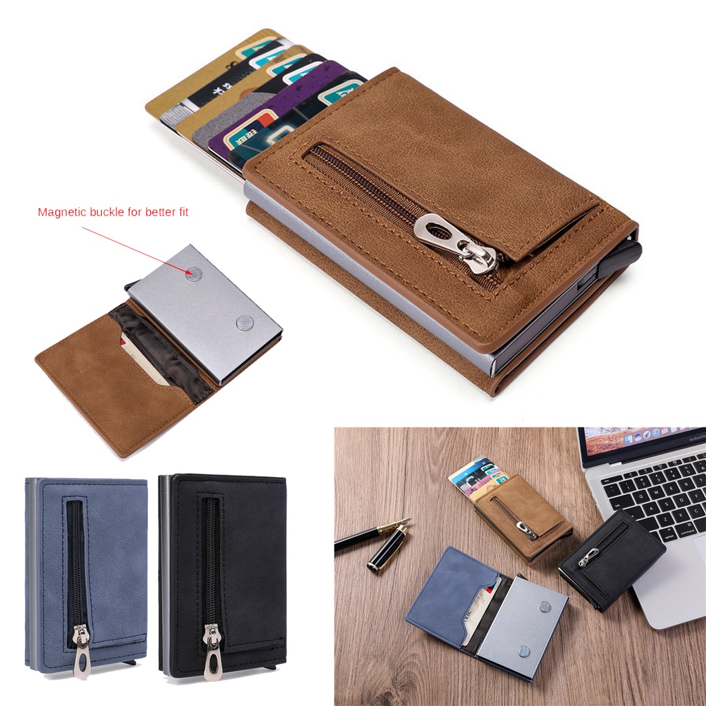 Smart Wallet RFID Blocking Card Holder Wallet Slim Automatic Pop Up ...