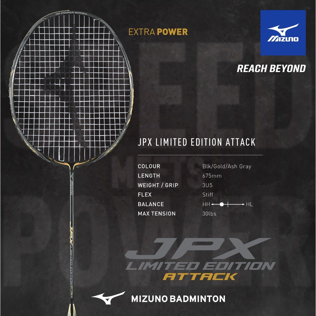 Mizuno JPX LIMITED EDITION ATTACK Badminton Racket (Genuine) | Shopee ...