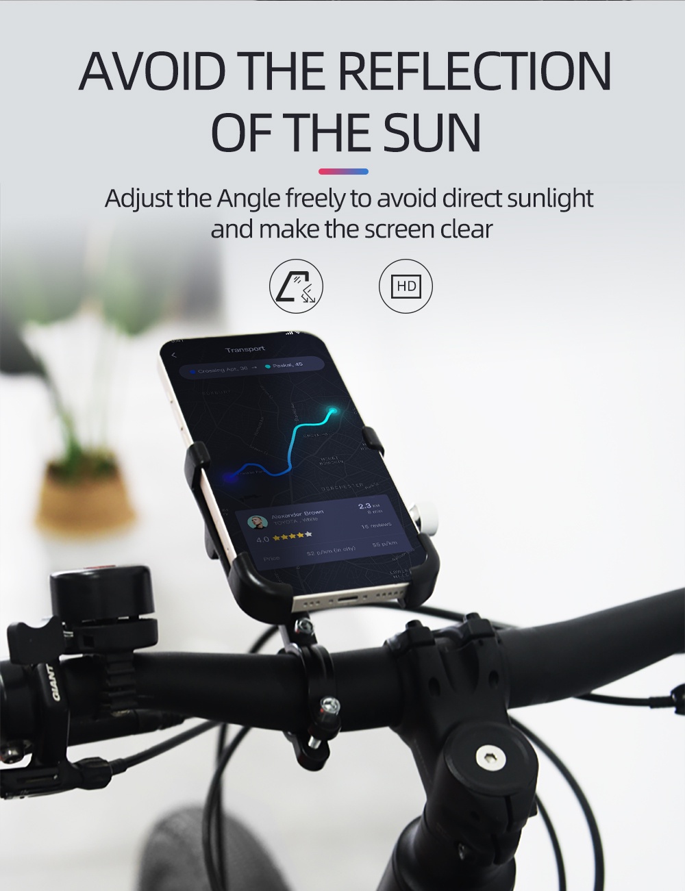 ThinkRider MTB Phone Mount Stand Bike Mobile Phone Holder 360 Rotatable ...