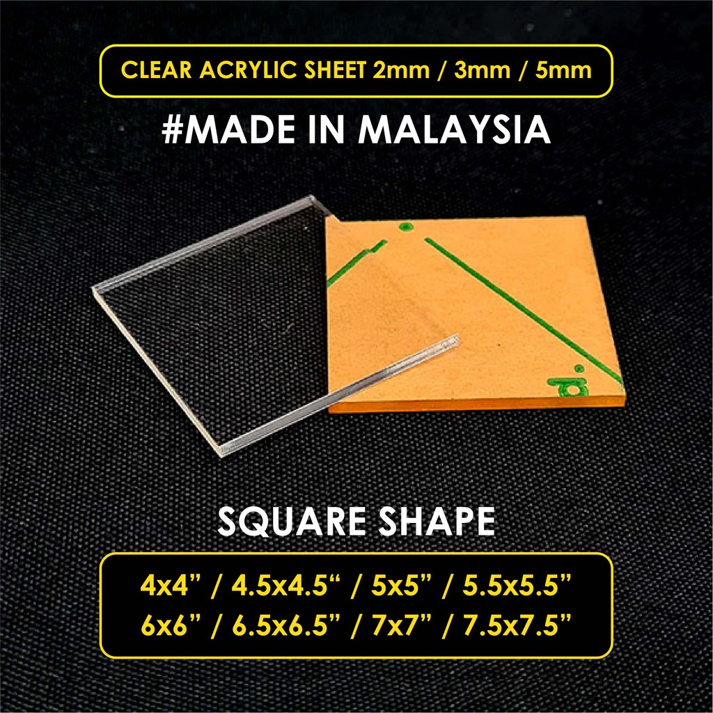 SQUARE SHAPE Clear Acrylic Sheet/Transparent Acrylic Sheet 2mm/3mm/5mm ...