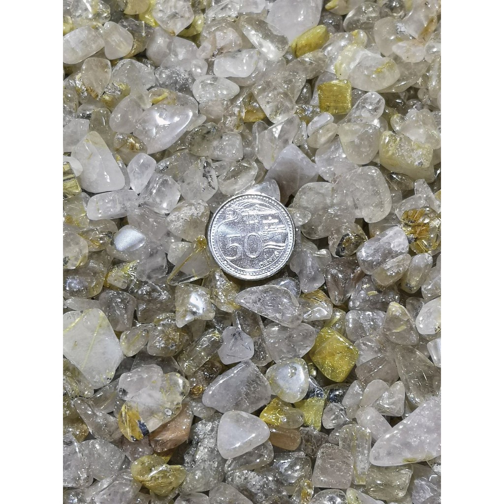 🇸🇬 [SG Ready Stock] Rutilated quartz (发晶水晶) chips/bits 5-12mm for Cleansing Crystal & Wealth ...