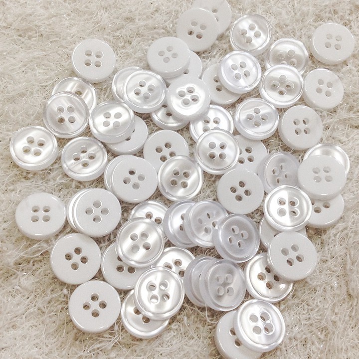 5 round white button shirt buttons with shiny mother-of-pearl glitter ...