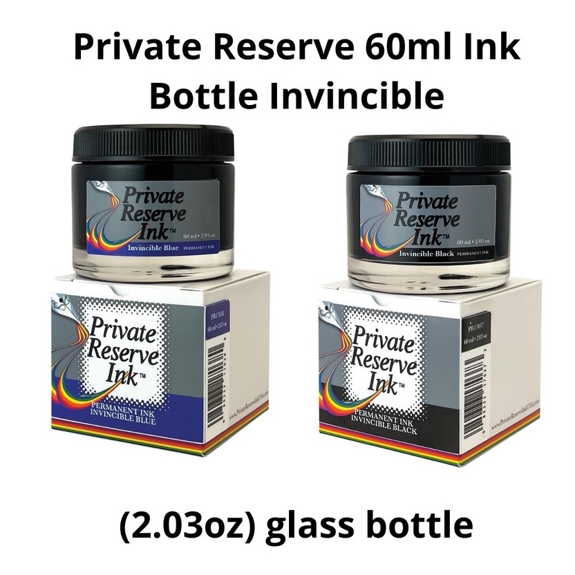 Private Reserve 60ml Ink Bottle Invincible Black, Blue 60 ml Fountain ...