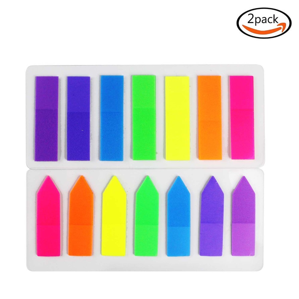 2 Sets Neon Color Page Markers Index Tabs Fluorescent Flags Marking ...