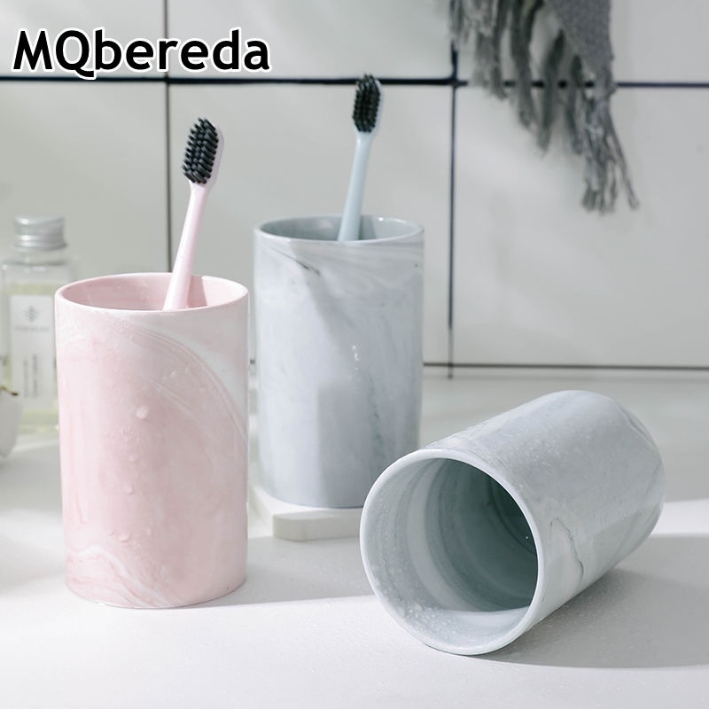 【Ready Stock】New Nordic Creative Ceramic Marble Mouthwash Cup Couples ...
