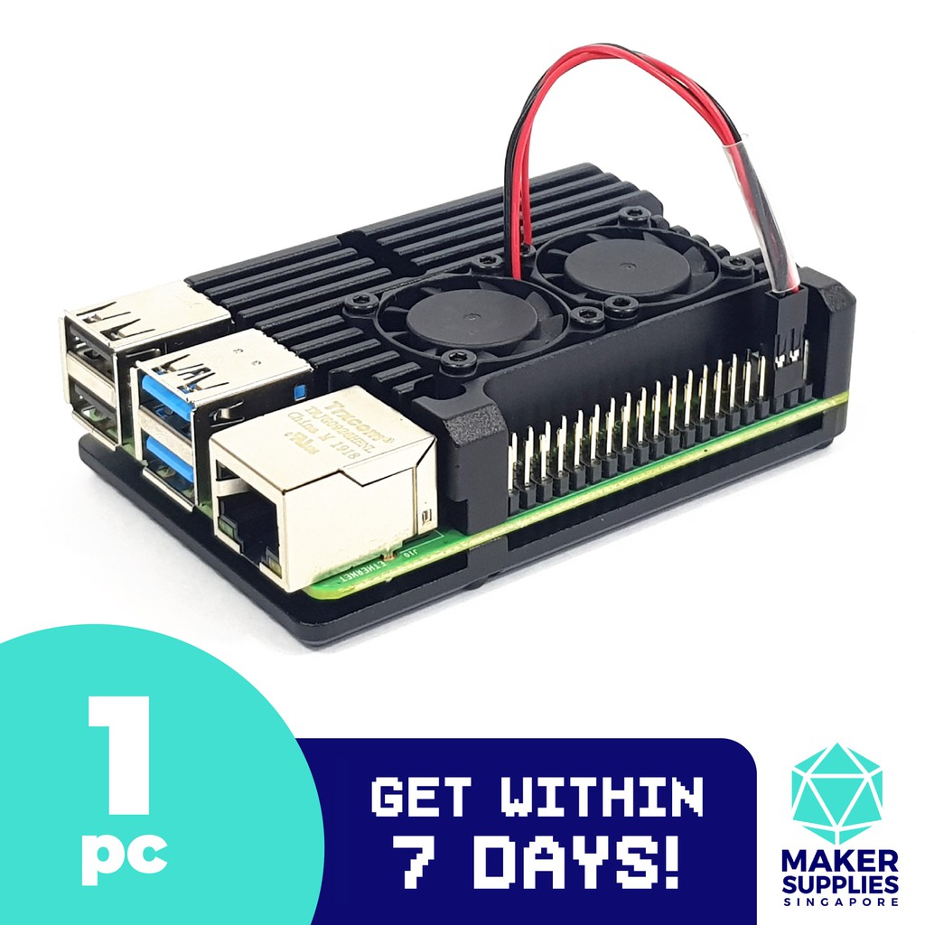 Raspberry Pi 4 Aluminium Casing with Cooling Fans Metal Case Shell ...