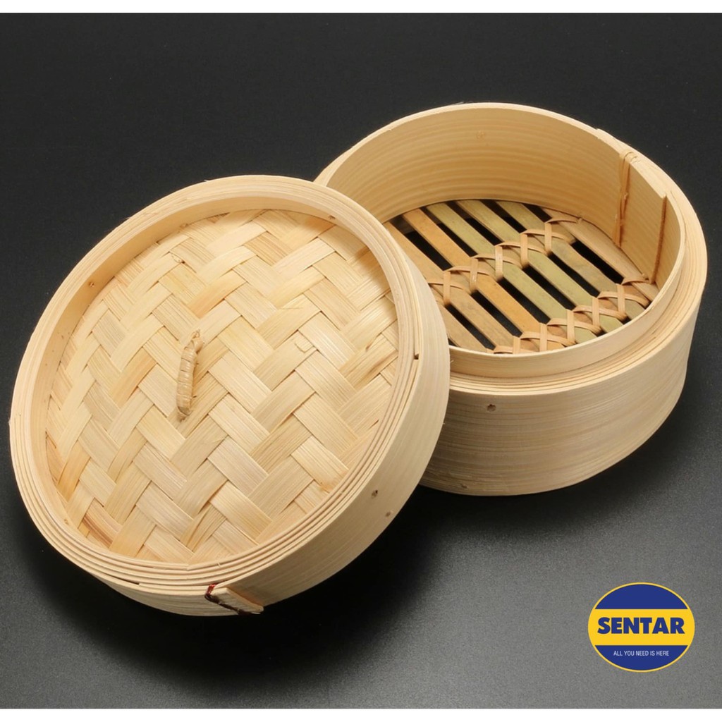 2tier Bamboo Stemer Basket Set with 1 Lid/Dim Sum/Bakul Pau(Homemade ...
