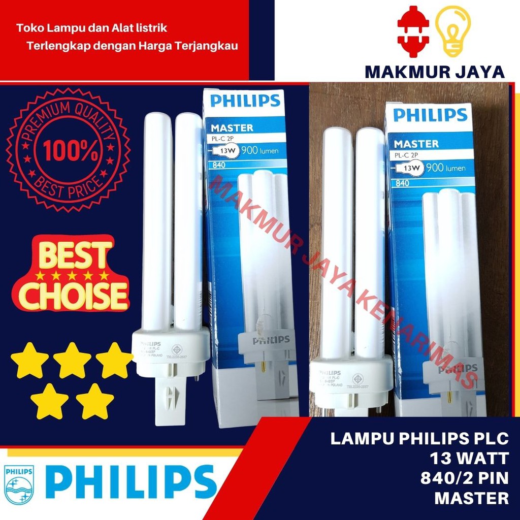 PLC 13W 840 Philips Master/Plc lamp Philips 2 pin 13W 840 | Shopee ...