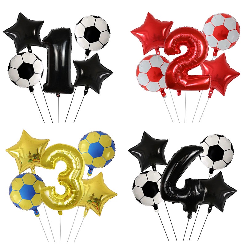5pcs/set Football Soccer Theme Party Balloons 30inch Number Helium ...