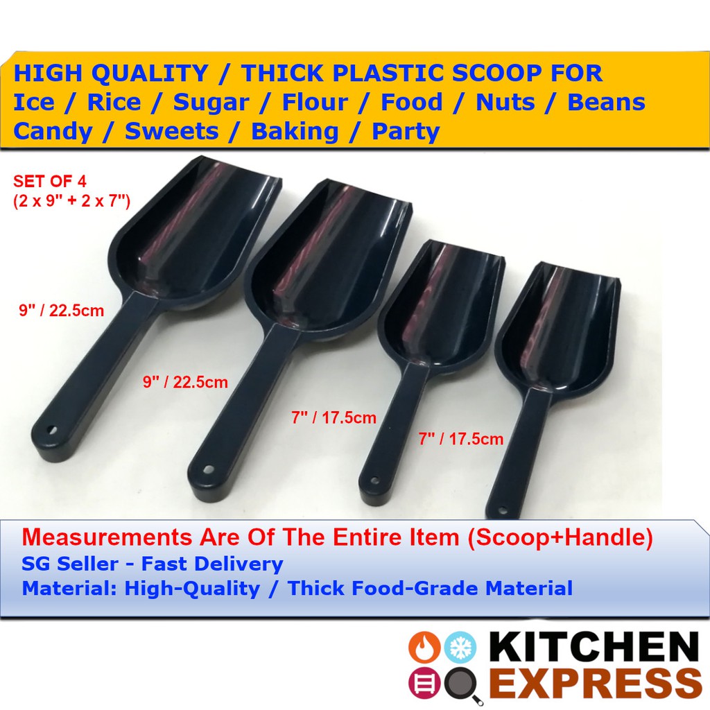 (SET of 4) Multi-Purpose Plastic Scoops For Ice / Rice / Sugar / Flour ...