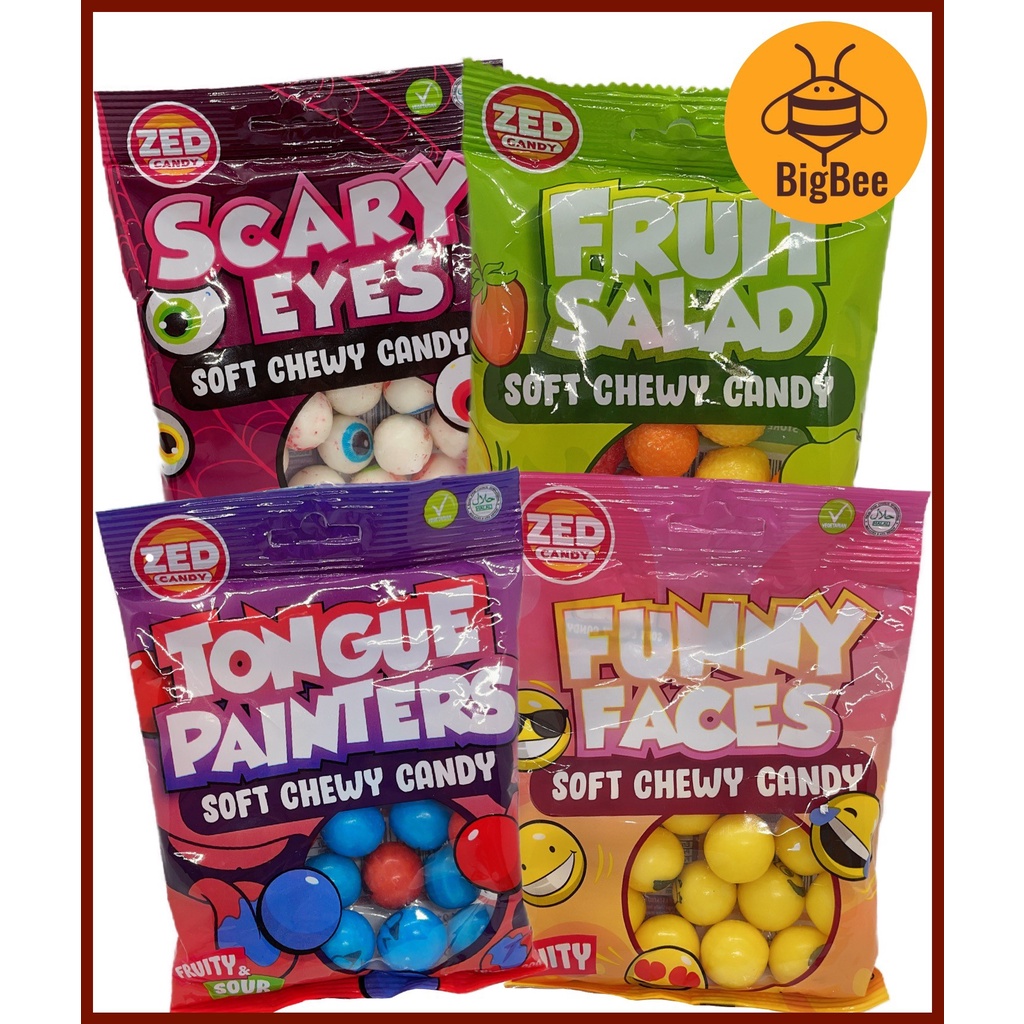 Zed Soft Chewy Candy - 90g x 2pkts Fruit Salad / Funny Faces / Scary ...