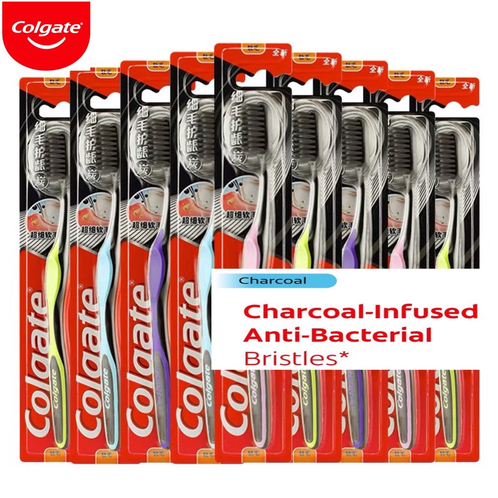 Colgate Charcoal Slimsoft Toothbrush / Available in 4 colours /Charcoal ...