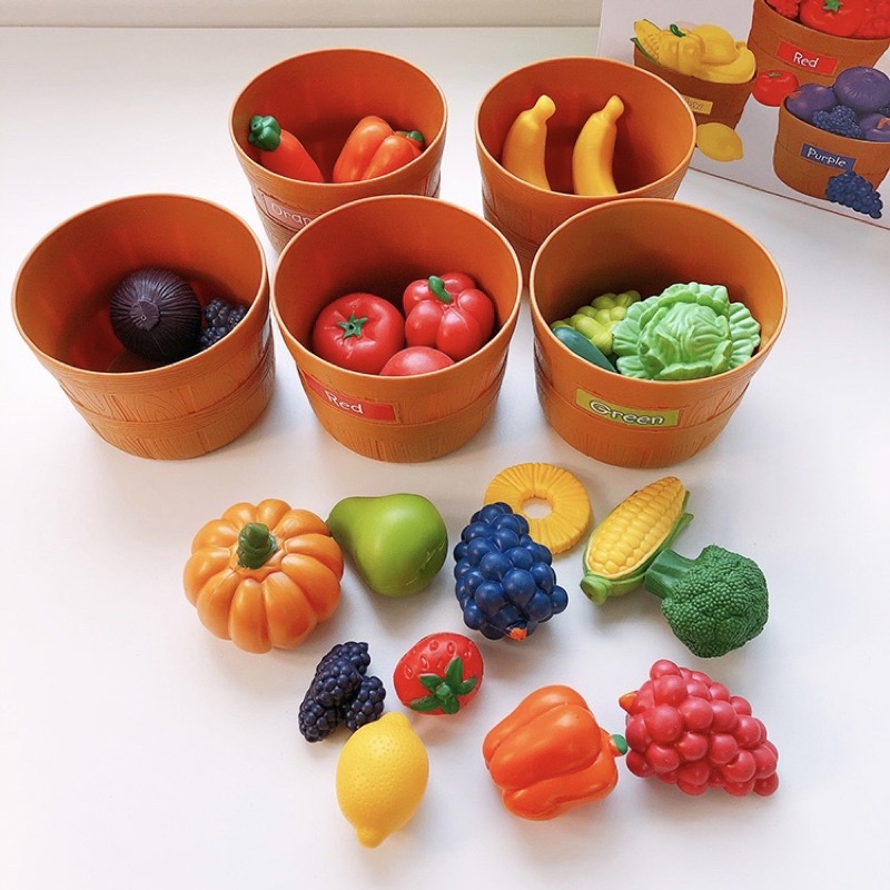 Vegies fruits market sorting set basket pretend plays Fruit Color ...
