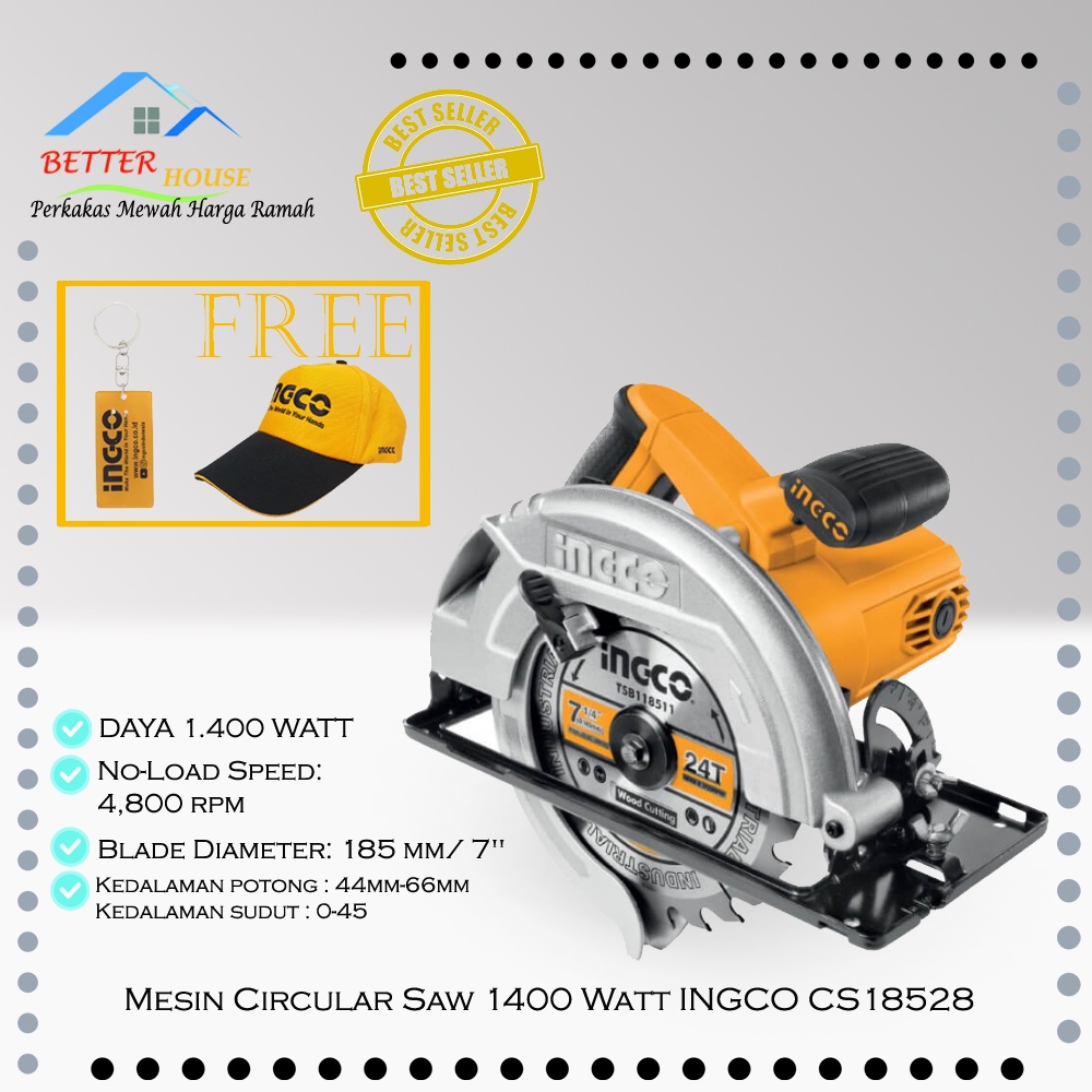 MESIN KAYU Ingco CS18528. Circular Saw Machine Wood Cutting Machine ...