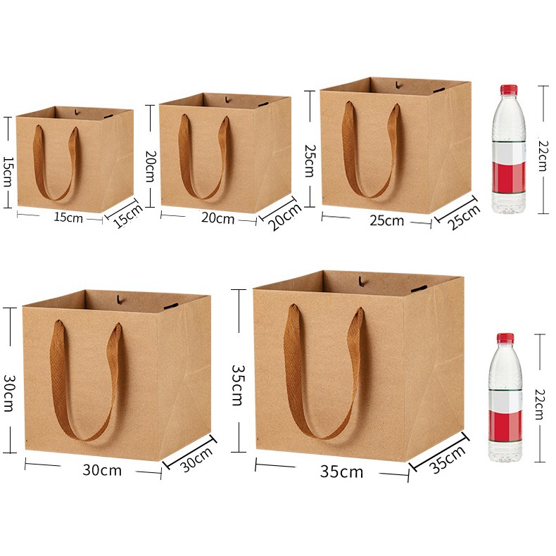 Square Colour Paper Bag Cake carrier Gift bag Kraft Paper Bags Gift ...