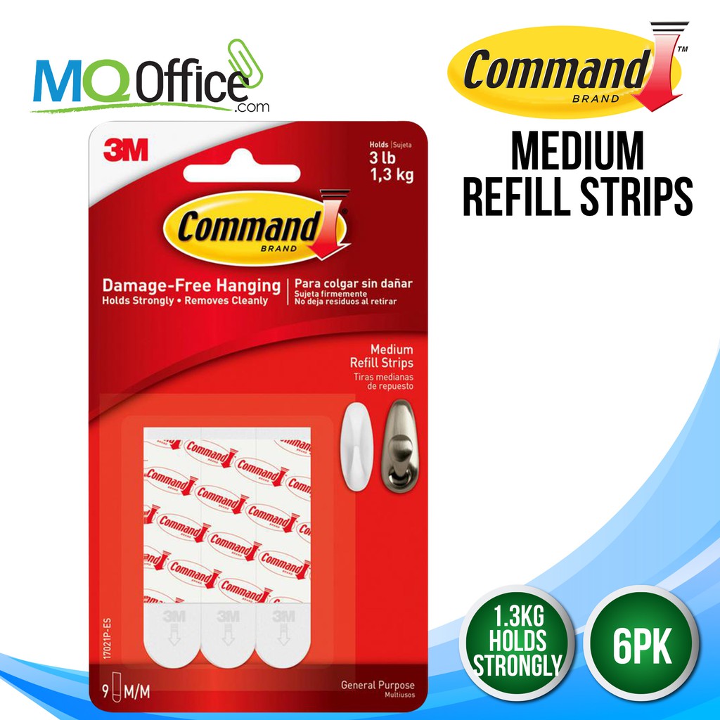 3M Command 17021P Medium 9pcs Refill Strip Replacement Replace Strips ...