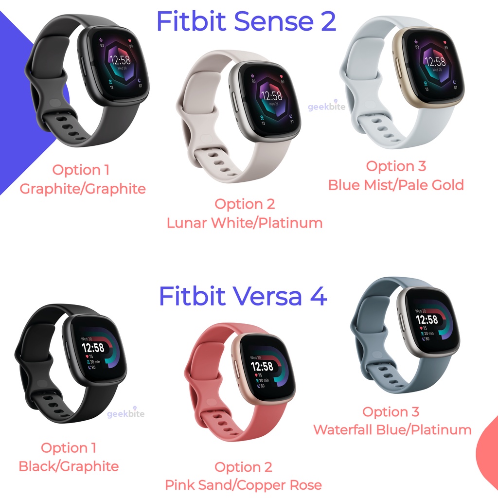 GeekBite Fitbit Sense 2, Versa 4, Charge 6, Luxe, Inspire 3. Fitbit SG ...