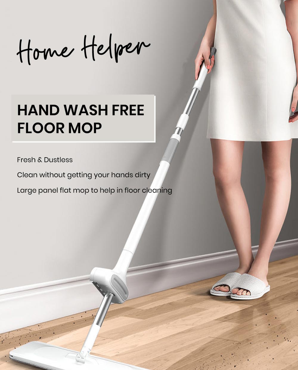 Hand Free Flat Floor Mop Wet Dry Wipe Cleaning 360° Rotateable | Shopee ...