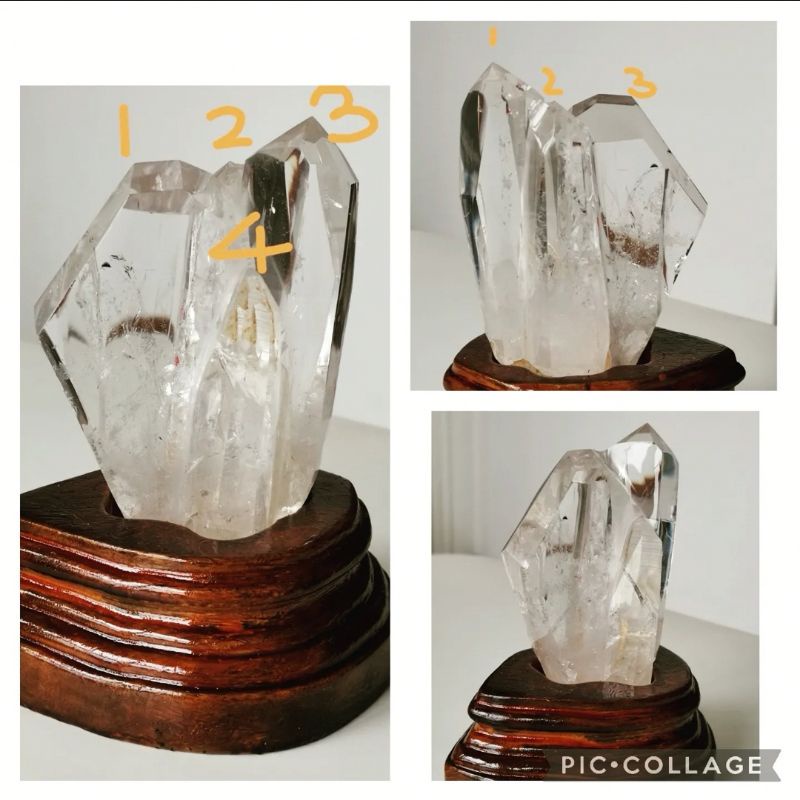 Clear Quartz Cluster with wood stand | Shopee Singapore