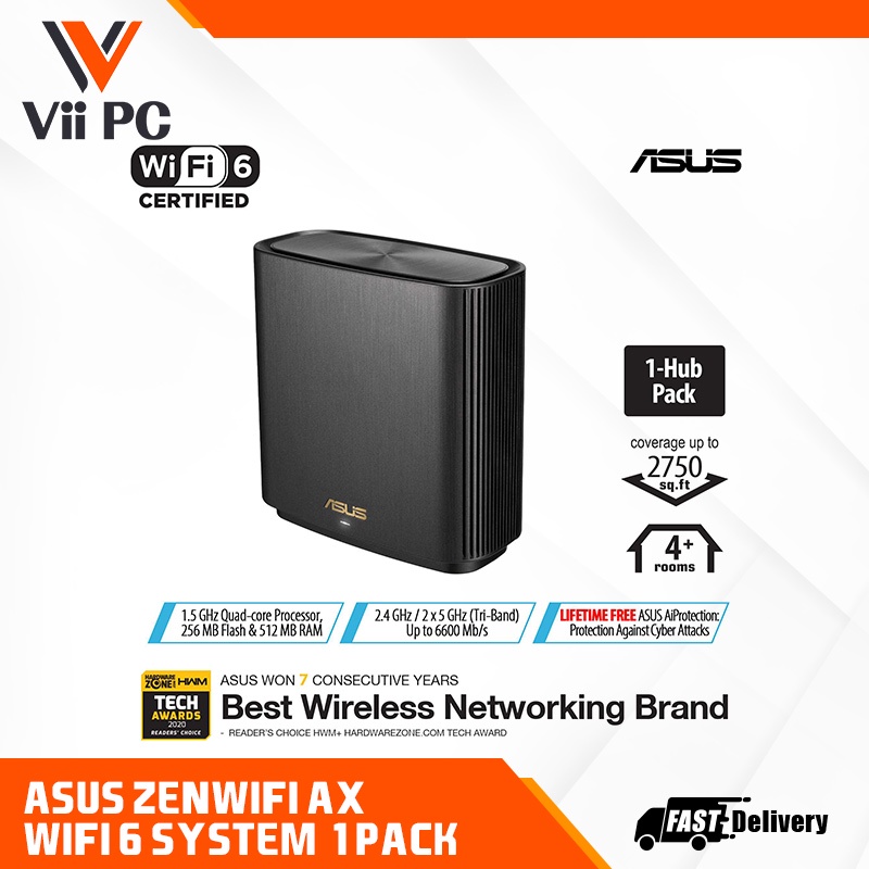 ASUS ZenWiFi AX6600 (XT8) Tri-Band Mesh WiFi 6 System -1 Pack, ideal ...