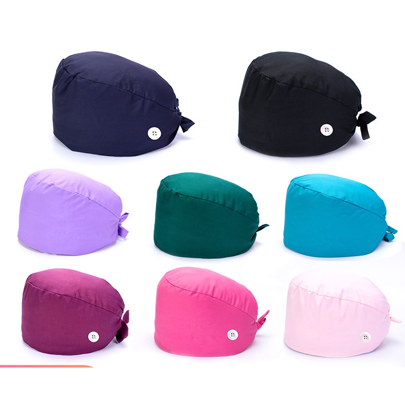 Solid Color Surgical Cap Frosted With Button Doctor Dark Green Navy ...