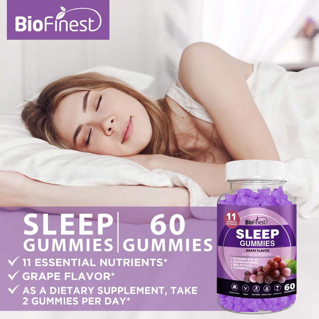 Biofinest Sleep Gummy Supplement - Melatonin Ashwagandha Turmeric ...