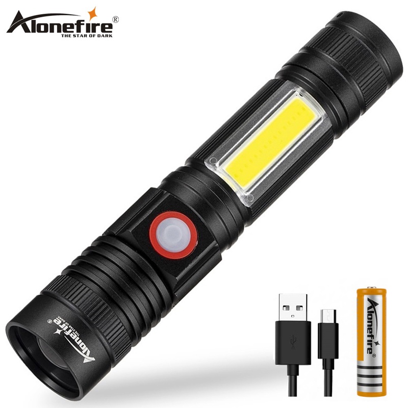 Alonefire X580 COB T6 Rechargeable LED Flashlight 18650 zoom Light For Camping | Shopee Singapore