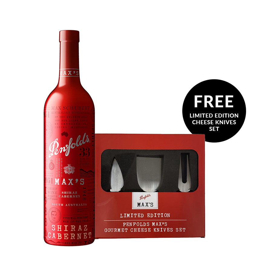 Penfolds Max's Shiraz Cabernet 750ml + Cheese Knife Set [Australia ...