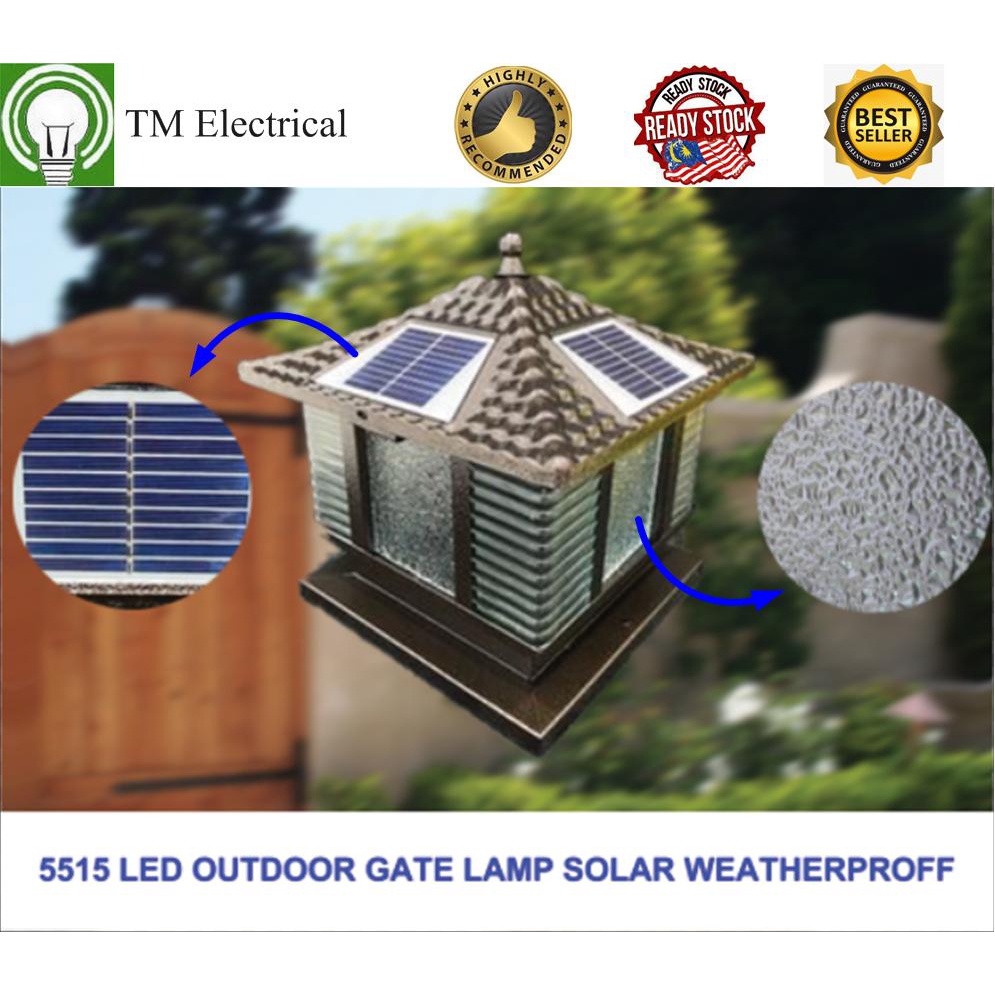 5515 LED OUTDOOR GATE LIGHT SOLAR / OUTDOOR GATE LAMP WEATHER PROOF / OUTDOOR PILLAR LIGHT ...