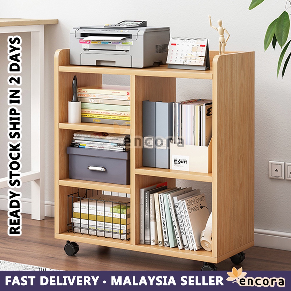 Encora Multipurpose Wooden Bookcase Open Space Book Shelf Wooden Rack ...