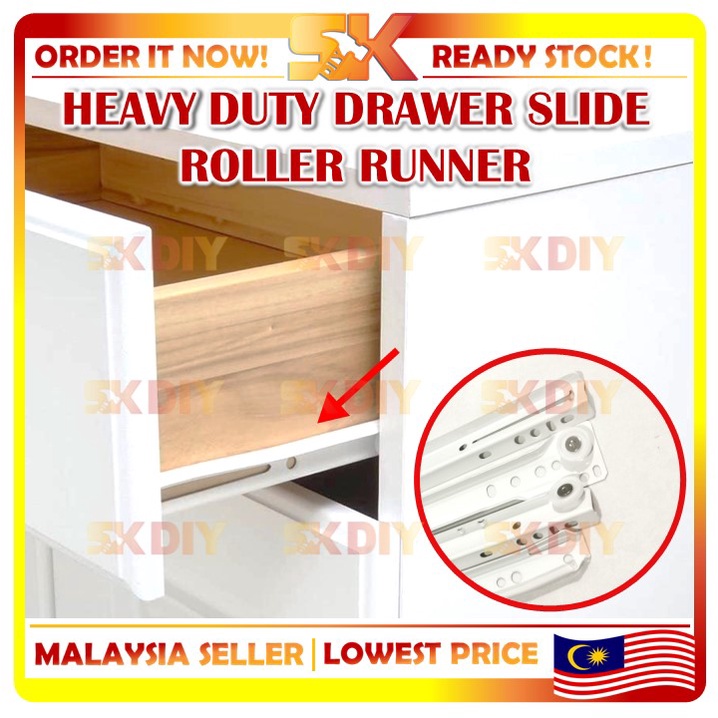 Heavy Duty Drawer Slide Roller Runner Drawer Roda Rail Wheel Rail Open ...