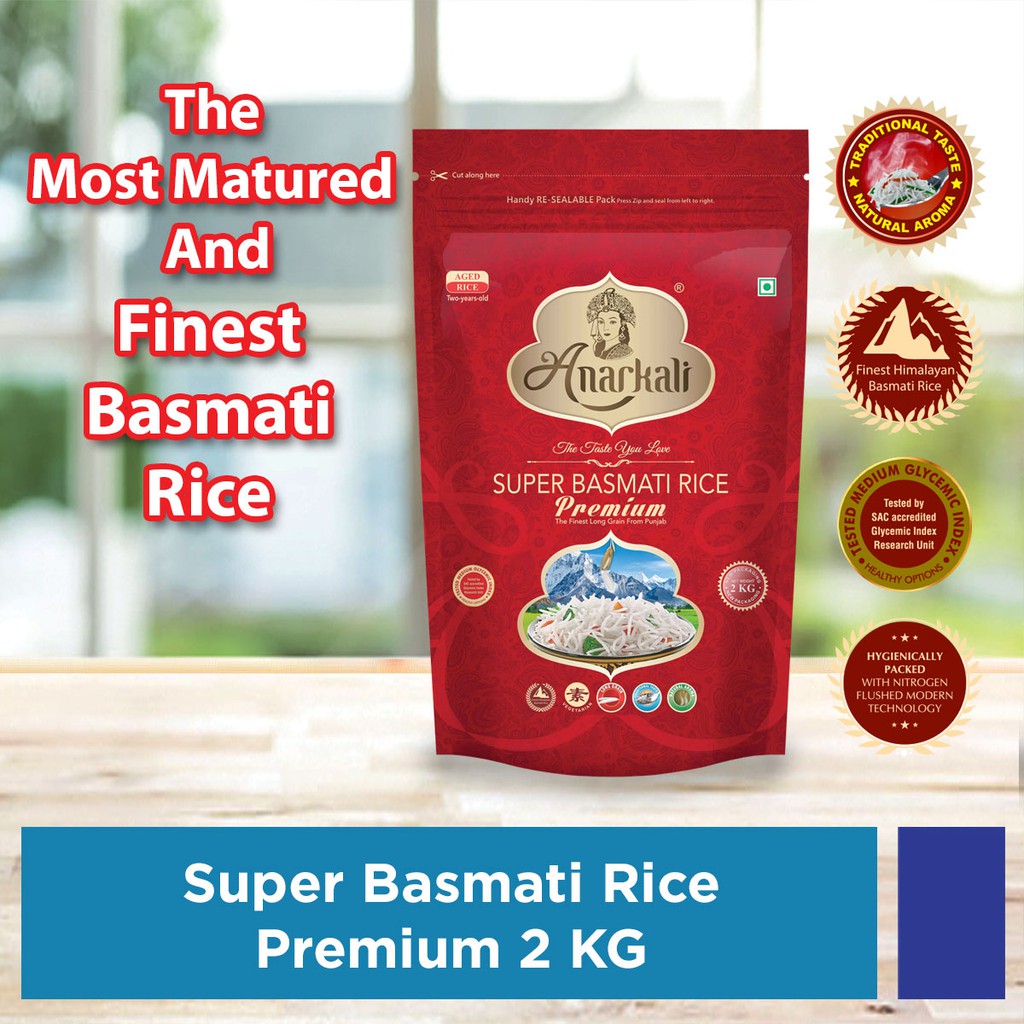 Anarkali Super Basmati Premium Medium GI Rice 2 KG | Shopee Singapore
