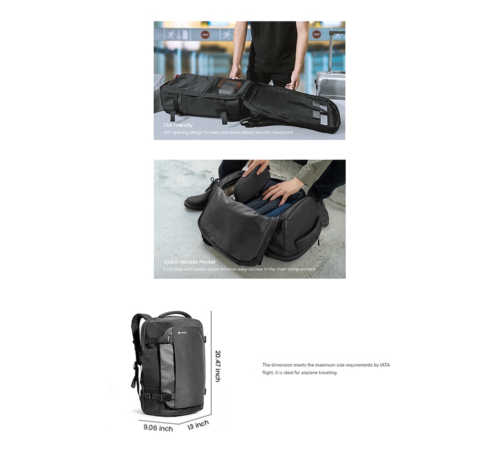 Tomtoc T66/A82 | 17-Inch | 40L Travel Laptop / Backpack Laptop | Shopee ...