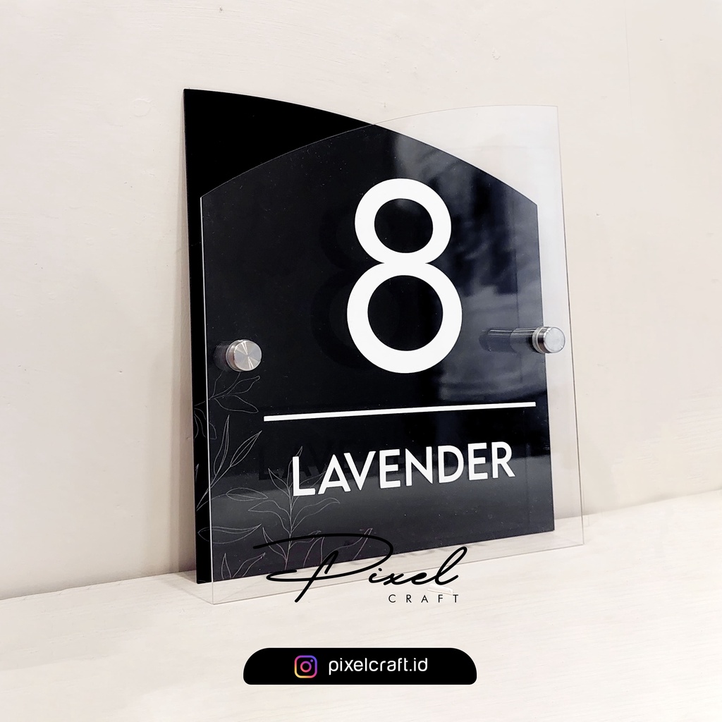 HITAM Modern House Numbers 2 Layer Black Acrylic & Clear Laser Cut ...