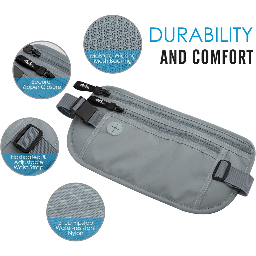 MoKo Secure Travel Money Belt Slim Travel Pouch Hidden Bag Undercover ...