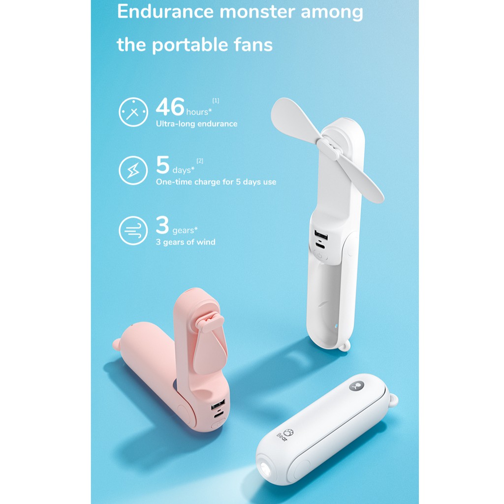 (Singapore Ready Stock) F8X Mini Bear Fan 3 in 1 portable fan Handhold ...