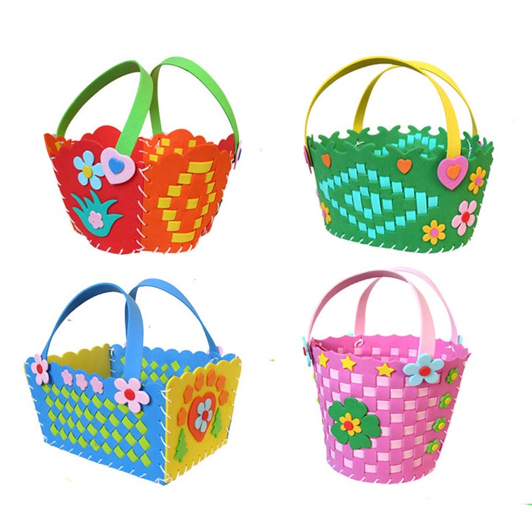 Children's Hand-Made Flower Basket DIY Non-Woven Fabric Woven Material ...