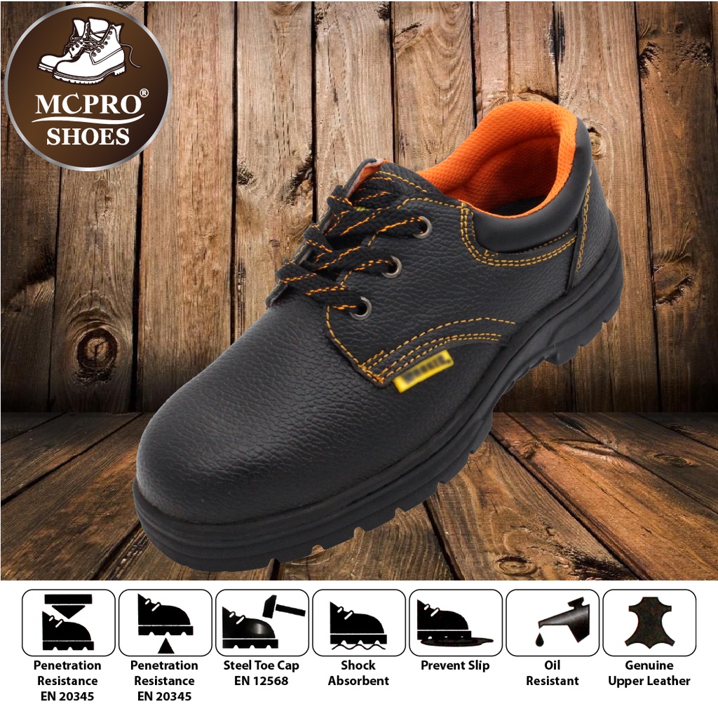 MCPRO WORKER W1000 Low-Cut Steel Toe Cap Safety Shoes Footwear Mid Sole - Black / HAKZ | Shopee ...