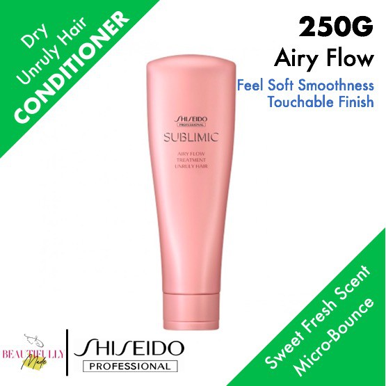 Shiseido Professional Sublimic Airy Flow for Unruly Hair - Shampoo Treatment Mask Refining Fluid ...